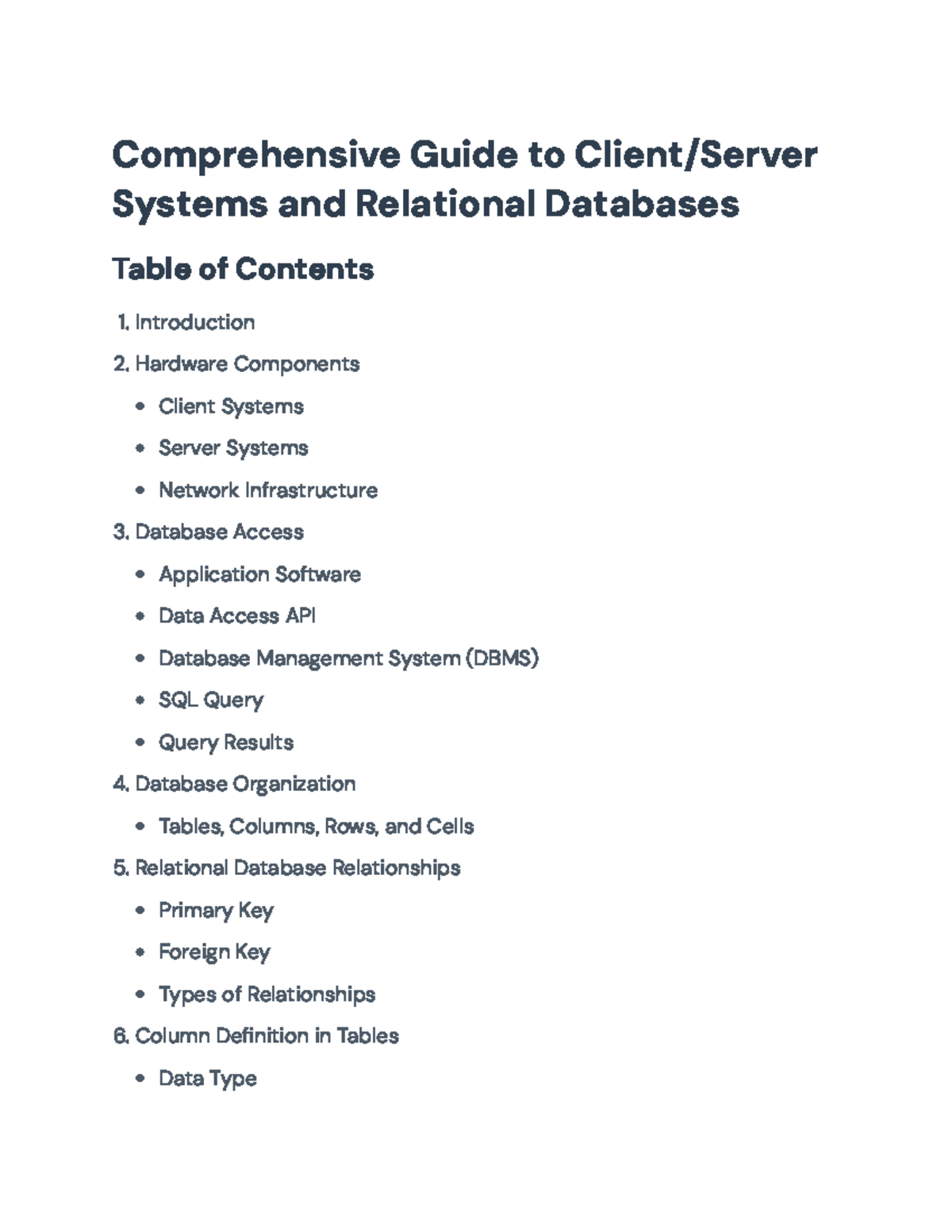 Comprehensive Guide to Client/Server Systems & Relational Databases ...