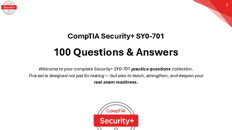 CompTIA Security Practice Questions & Answers (2025) - Studocu