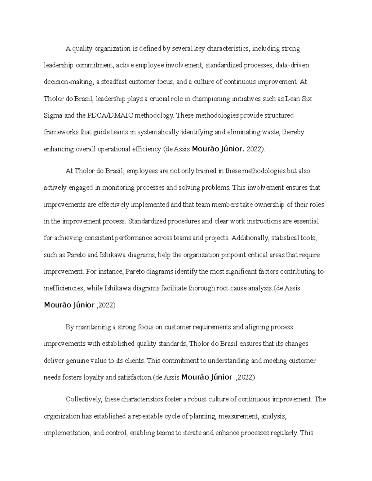 Key Characteristics of Quality Organizations: Insights from Tholor do ...