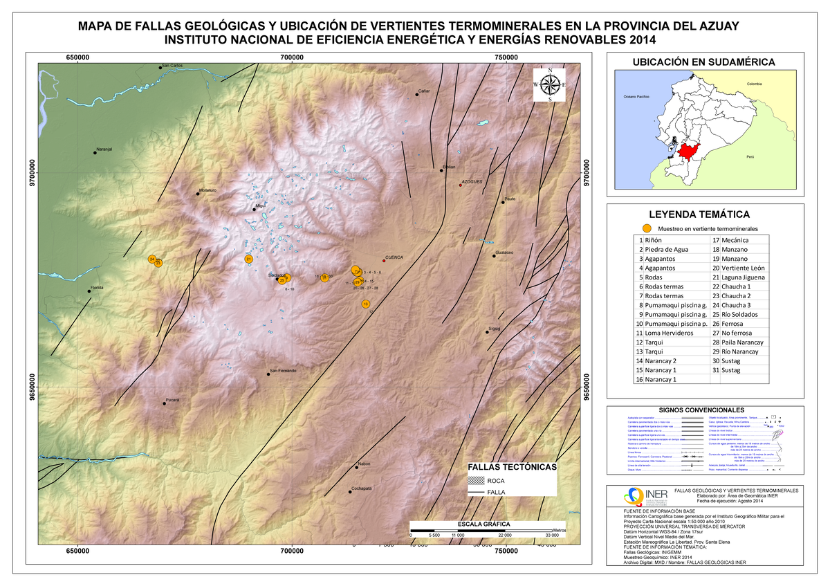 Mapa de Fallas Geológicas y Vertientes Termominerales INER - Studocu