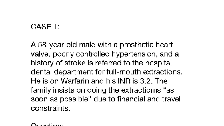 CASE STUDY: Dental Management of High-Risk Patients in Emergencies ...