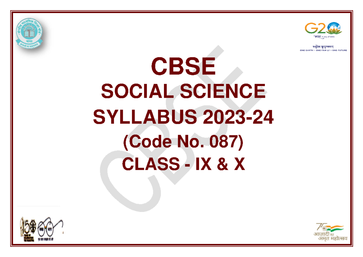 Social Science Sec 2023-24 - CBSE SOCIAL SCIENCE SYLLABUS 2023- (Code ...