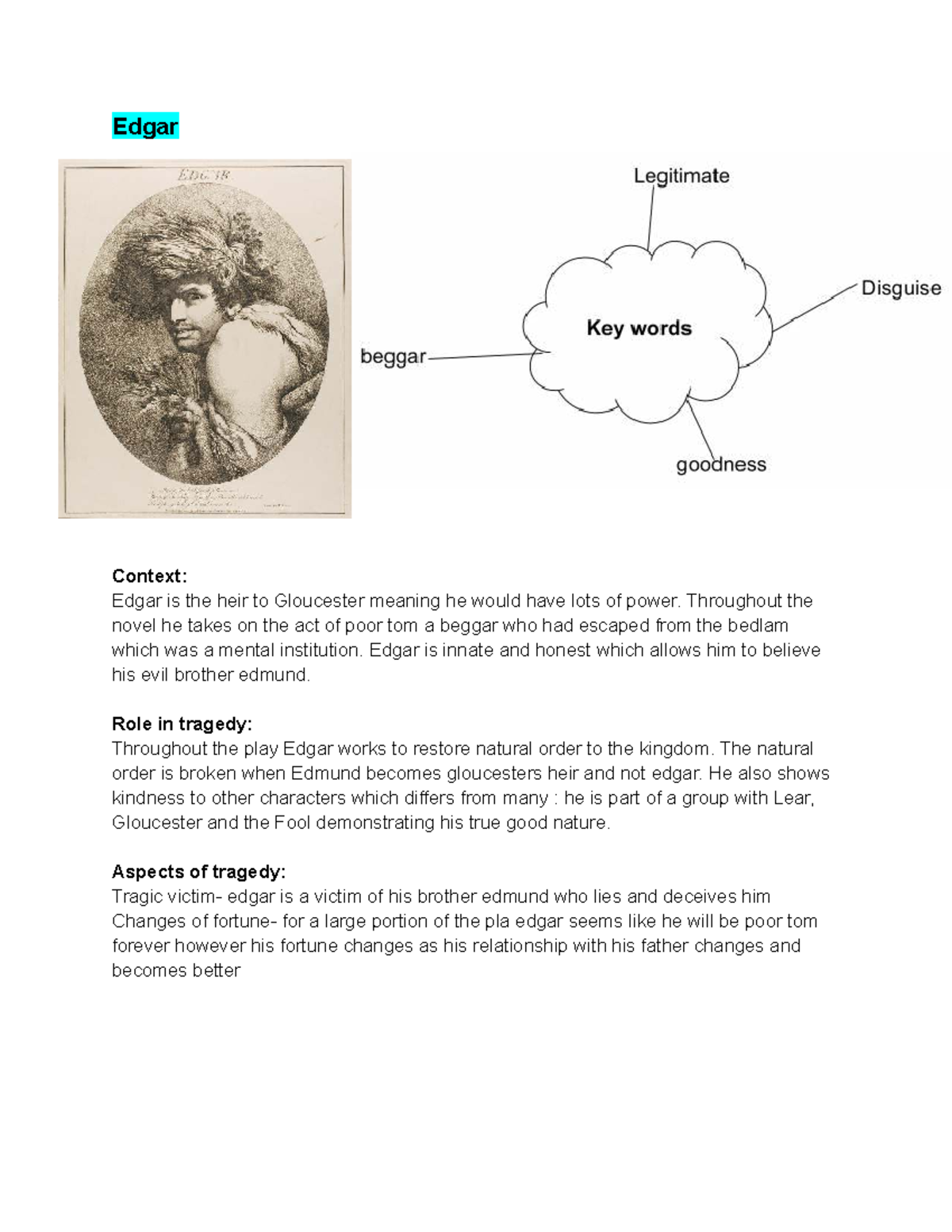 Edgar Character Profile: Analysis of His Role in King Lear (ENG 101 ...