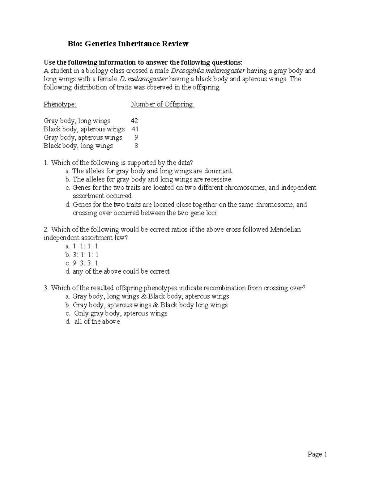 Genetics Review: Inheritance Patterns and Key Concepts (Bio 101) - Studocu