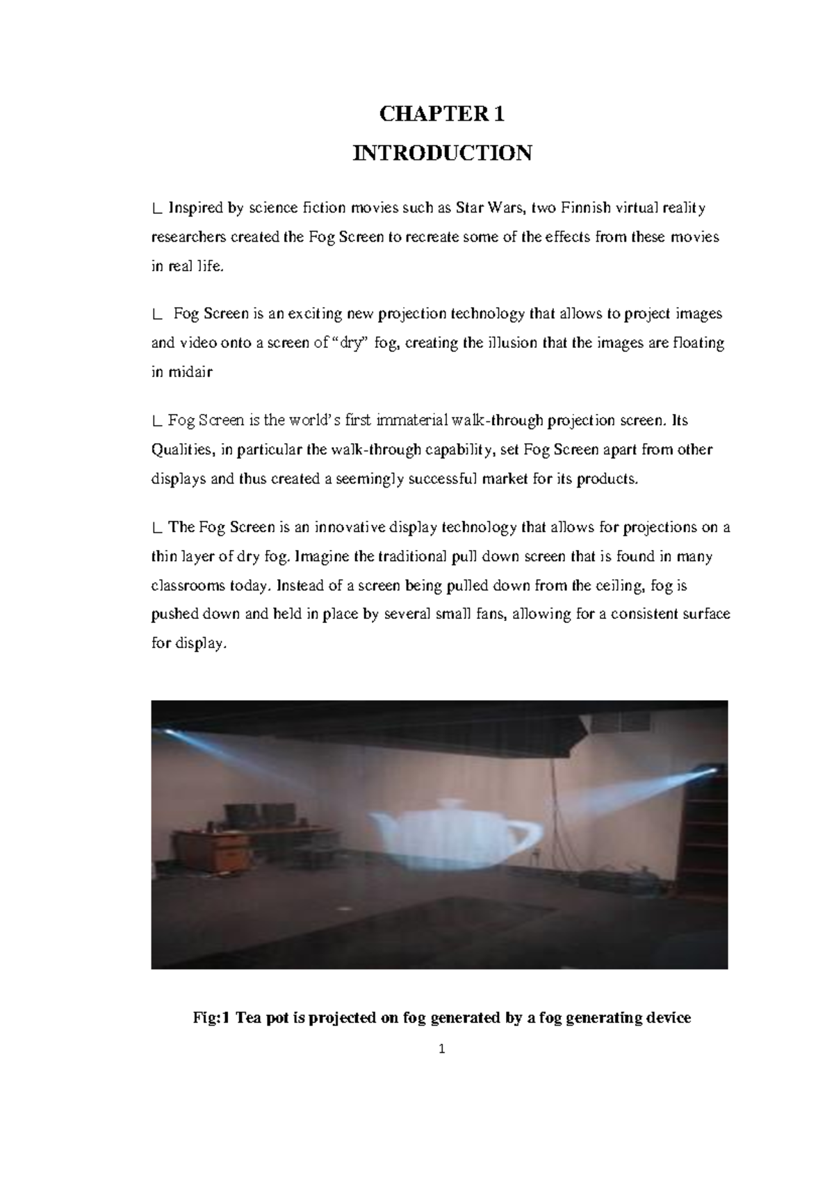 Fog Screen Technology - CHAPTER 1 INTRODUCTION Inspired by science ...