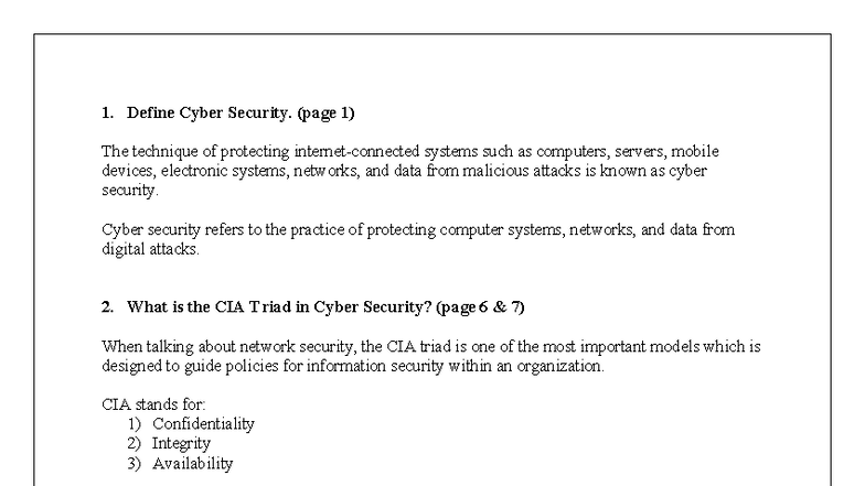 CCS340 - Cyber Security Exam Answer Key & Key Concepts Guide - Studocu