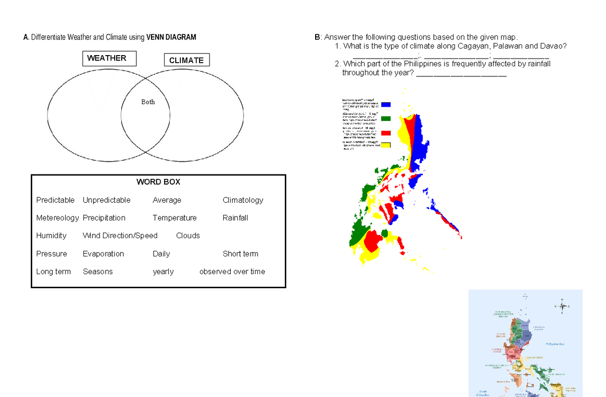 Activity science - A. Differentiate Weather and Climate using VENN ...
