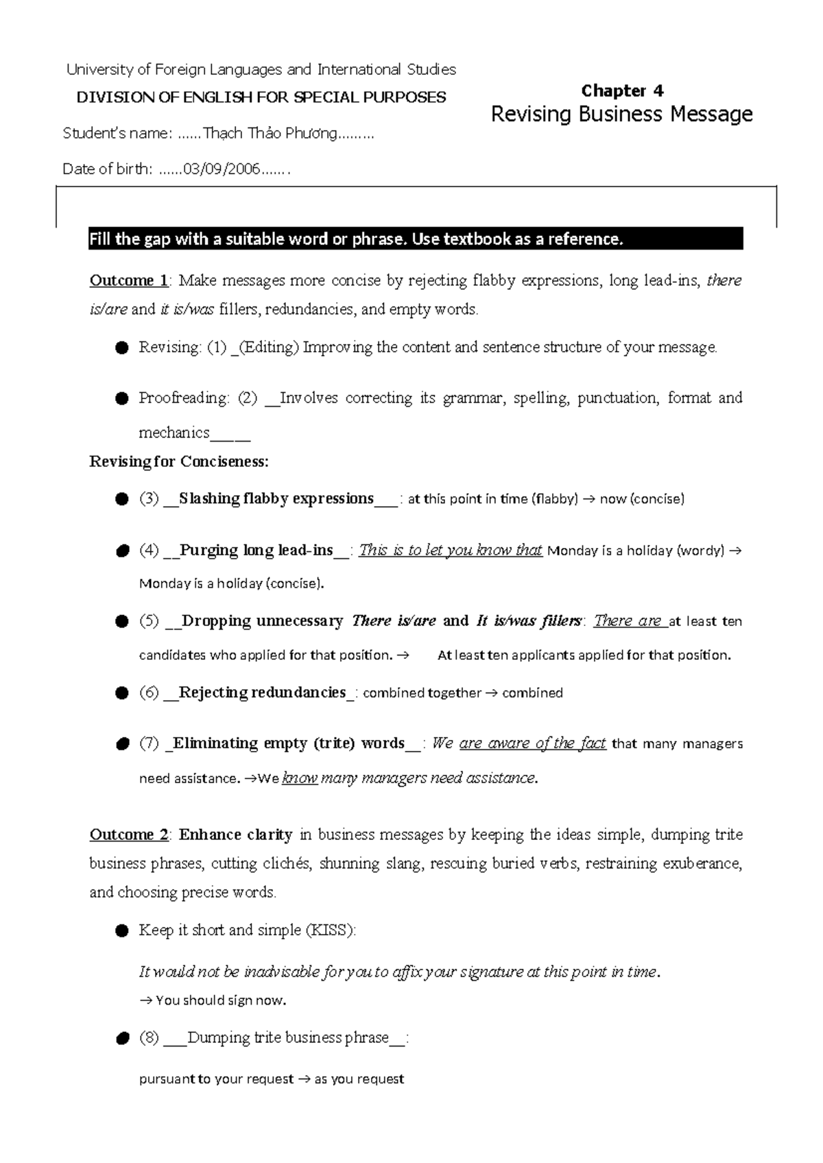 Chapter 4 Lecture Notes: Revising Business Messages (ENG 101) - Studocu