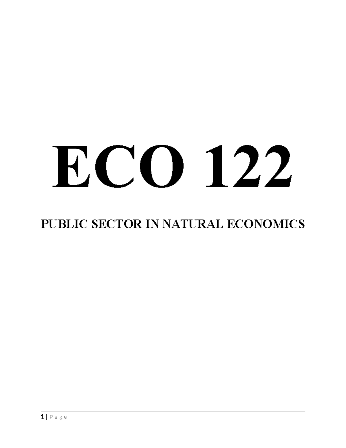 ECO 122 Final Exam Notes: Public Sector & Economic Principles - Studocu