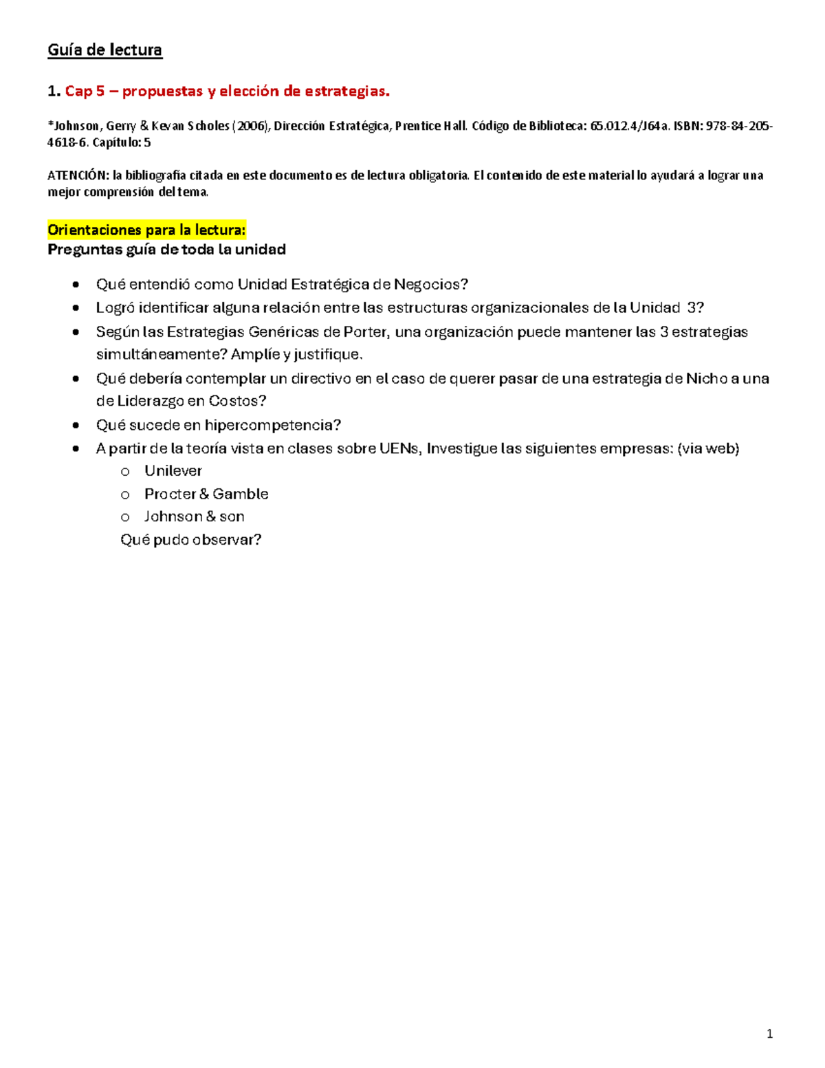 Guía de Lectura 1: Capítulo 5 - Estrategias y Propuestas - Studocu