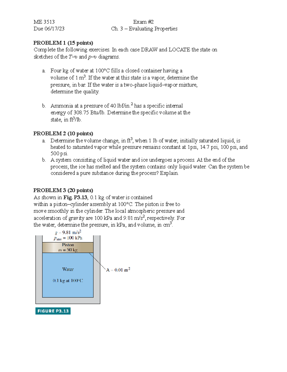 Exam 2 - SU23 - Practice Problems on Thermodynamics Chapter 3 - Studocu