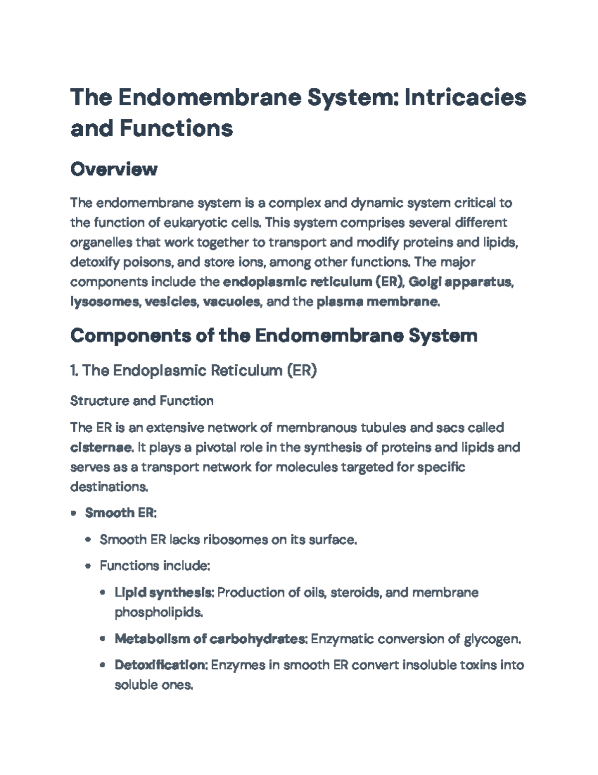 Understanding the Endomembrane System: Structure and Functions - The ...