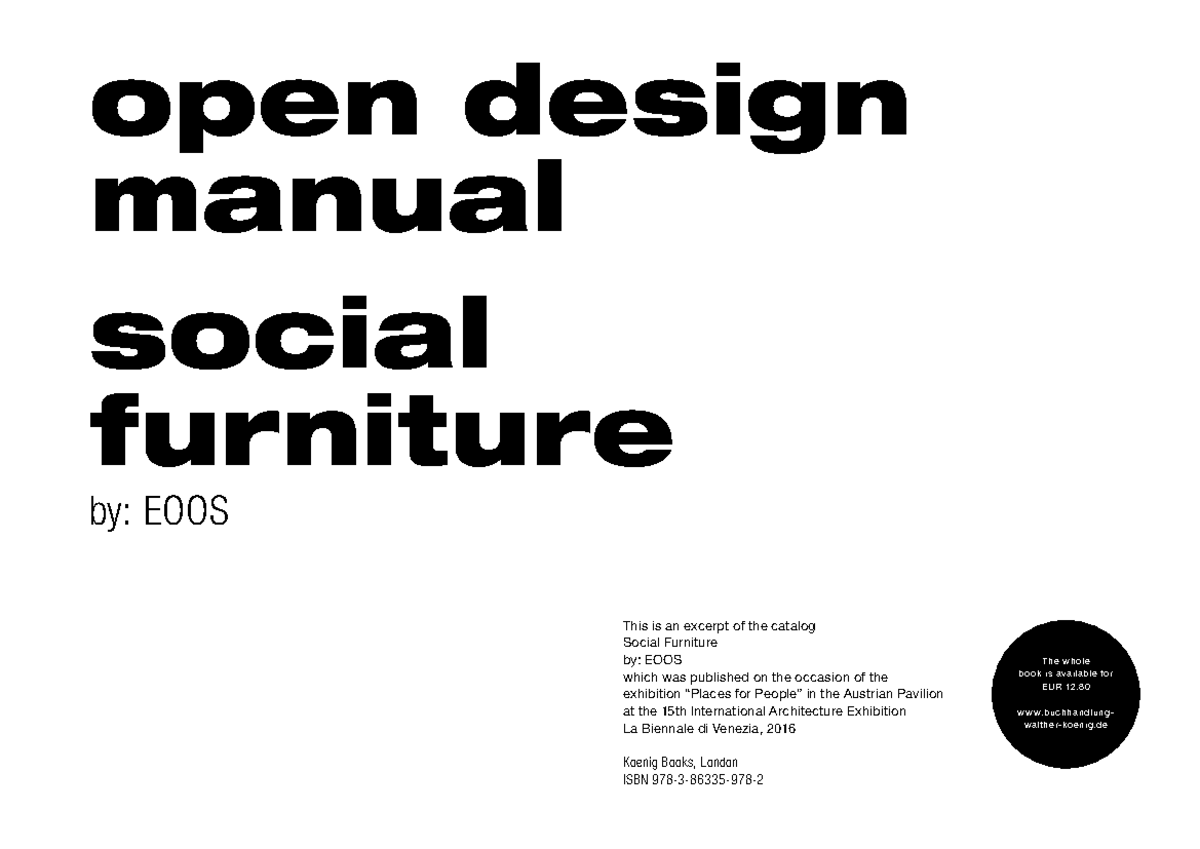 SF Open Design Manual: Social Furniture by EOOS - Studocu