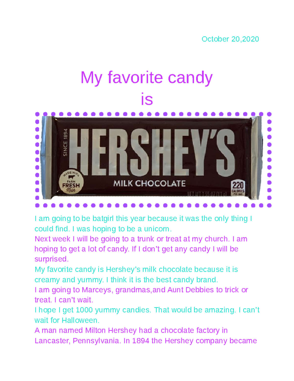 My Favorite Candy: A Sweet Halloween Adventure - Studocu