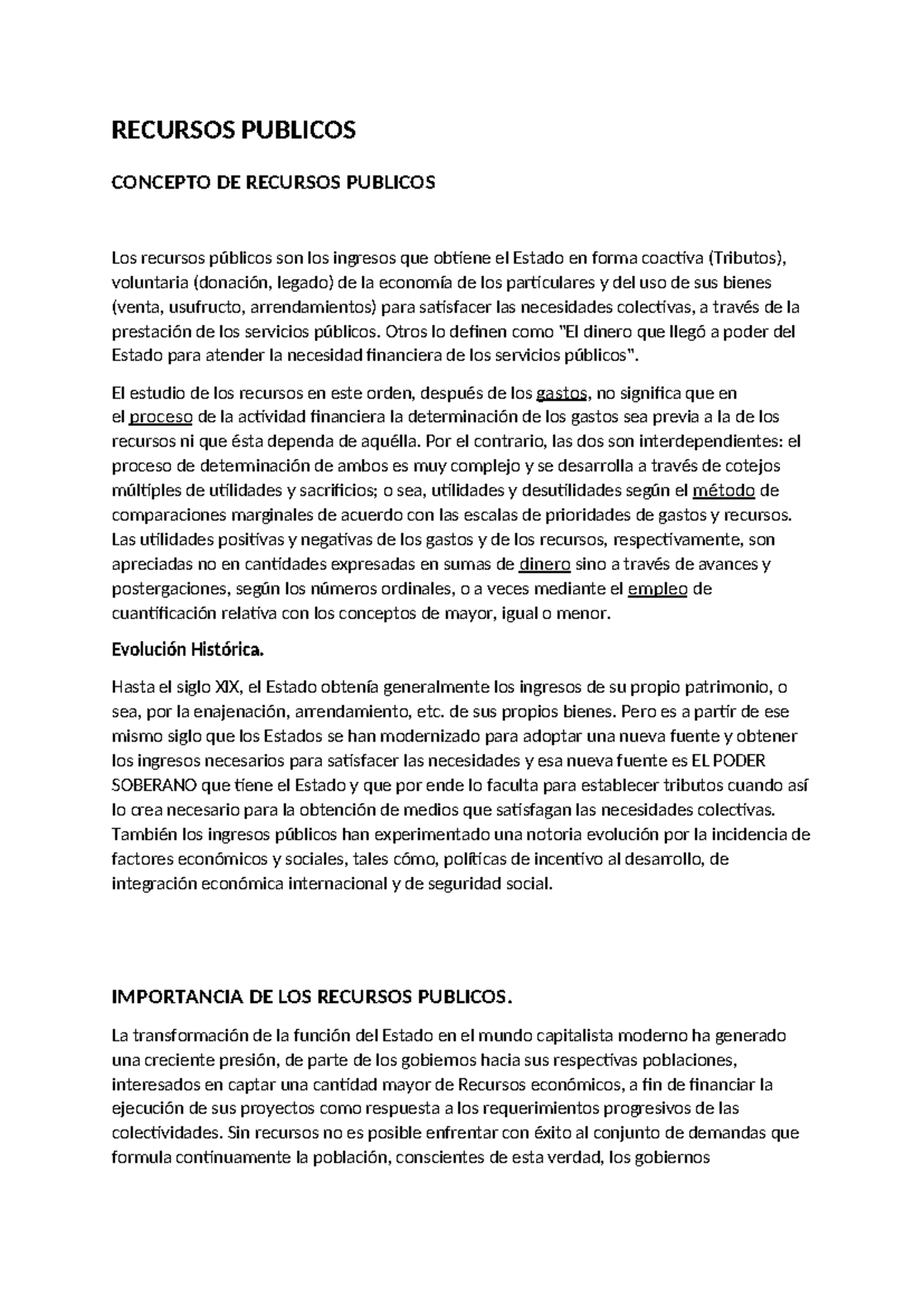 Recursos Públicos: Concepto, Importancia y Clasificación - 2023 - Studocu