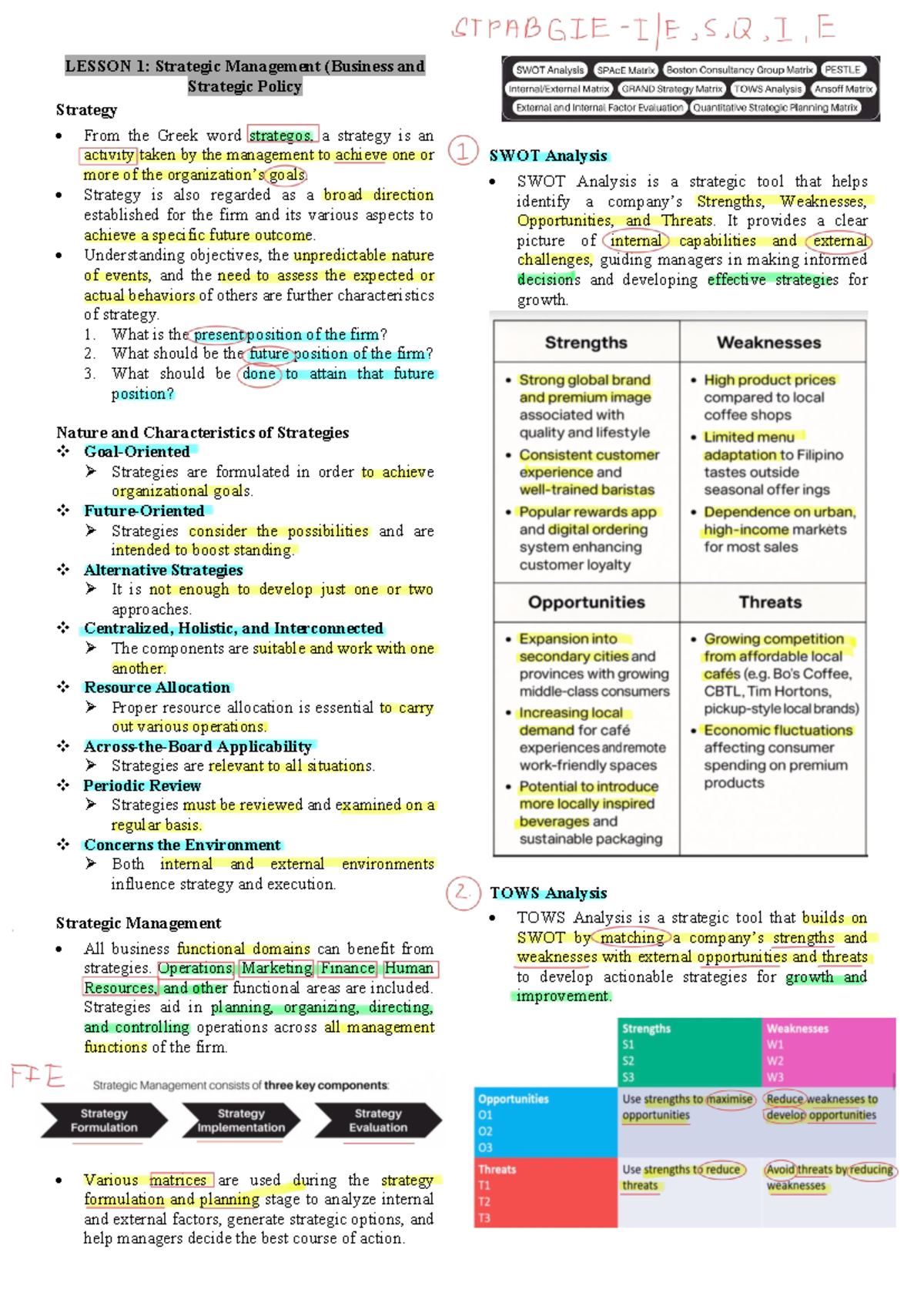LESSON 1: Strategic Management Concepts and Tools (BUS 101) - Studocu