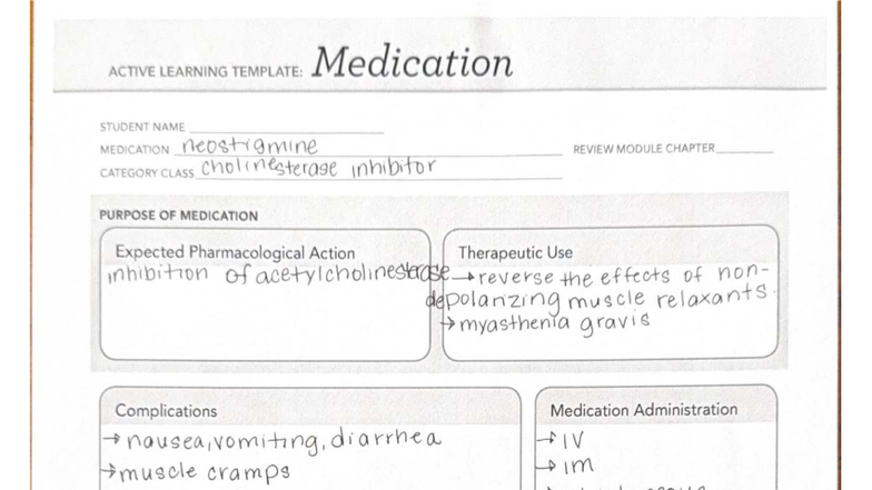 ACTIVE LEARNING TEMPLATE: Neostigmine Review Module A7 - Studocu