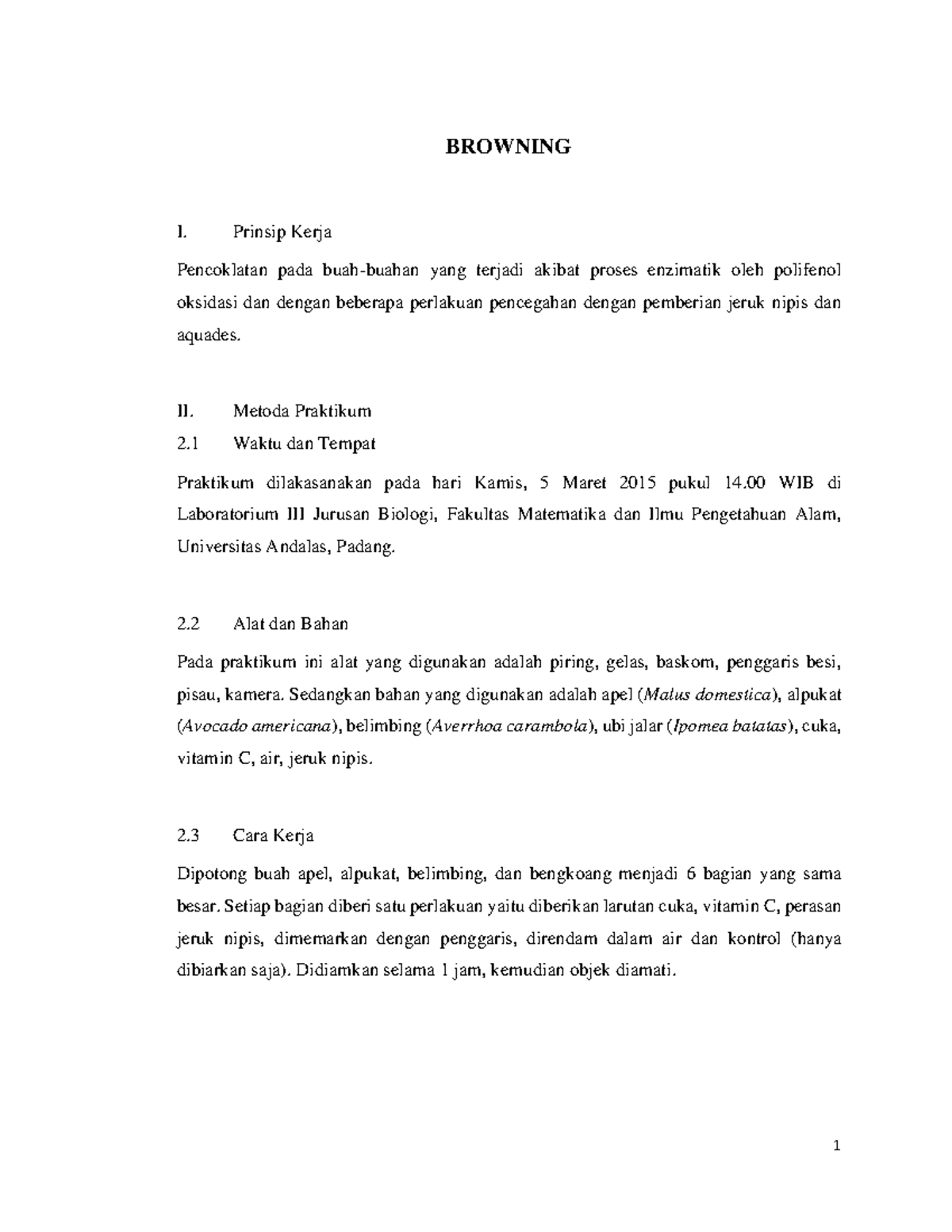 Praktikum Pencoklatan Buah - Biologi 101: Metode dan Hasil Observasi ...