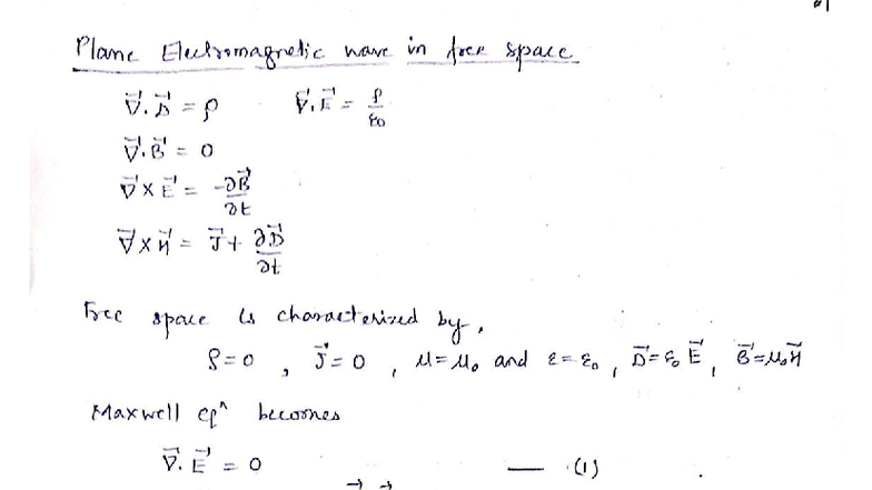 EM Wave Propagation in Free Space - Detailed Analysis - Studocu