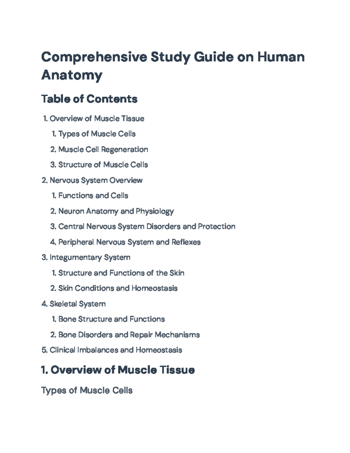 Comprehensive Study Guide on Human Anatomy (BIO 101) - Comprehensive ...