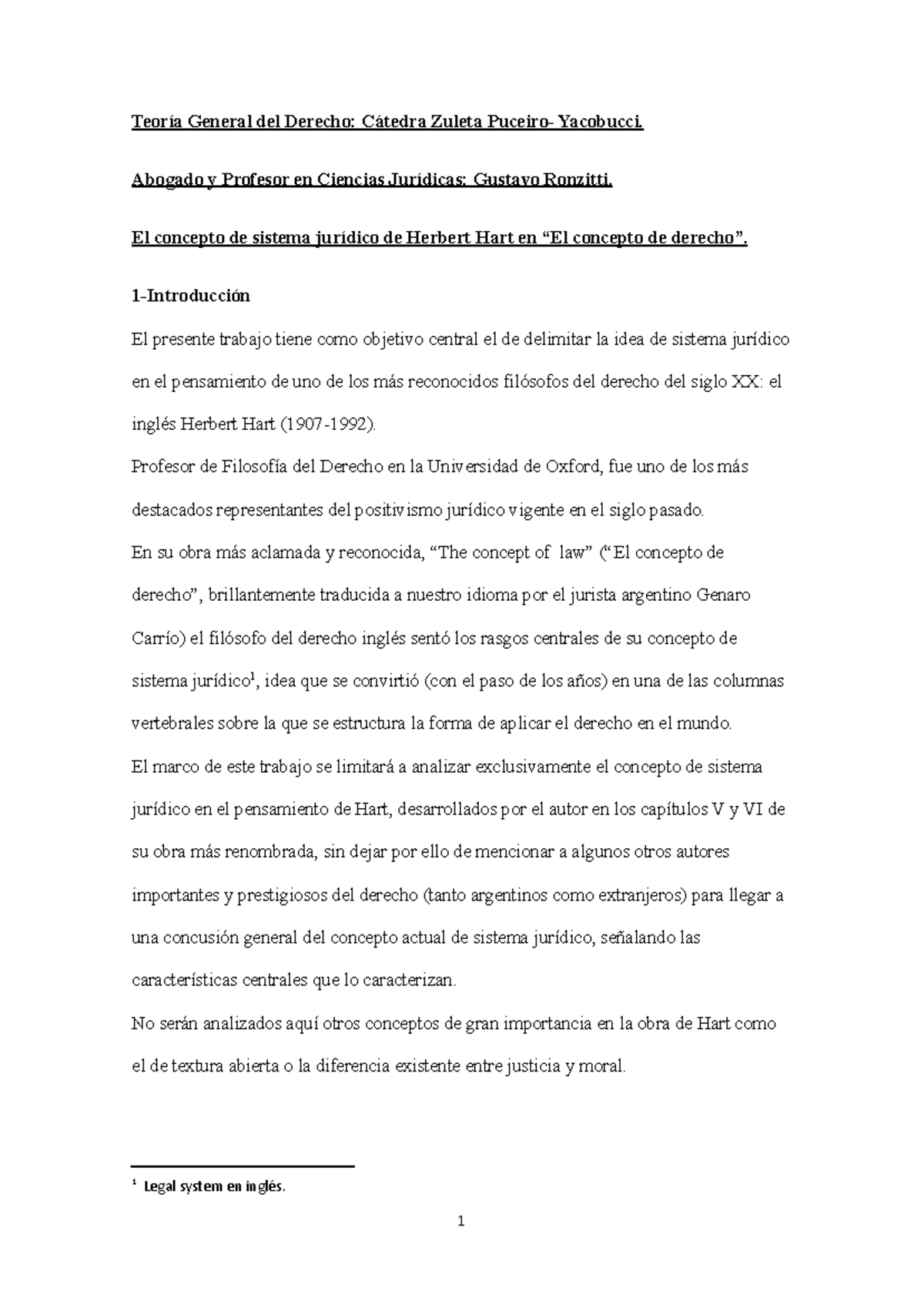 El concepto de sistema jurídico de Herbert Hart - Teoría General del ...