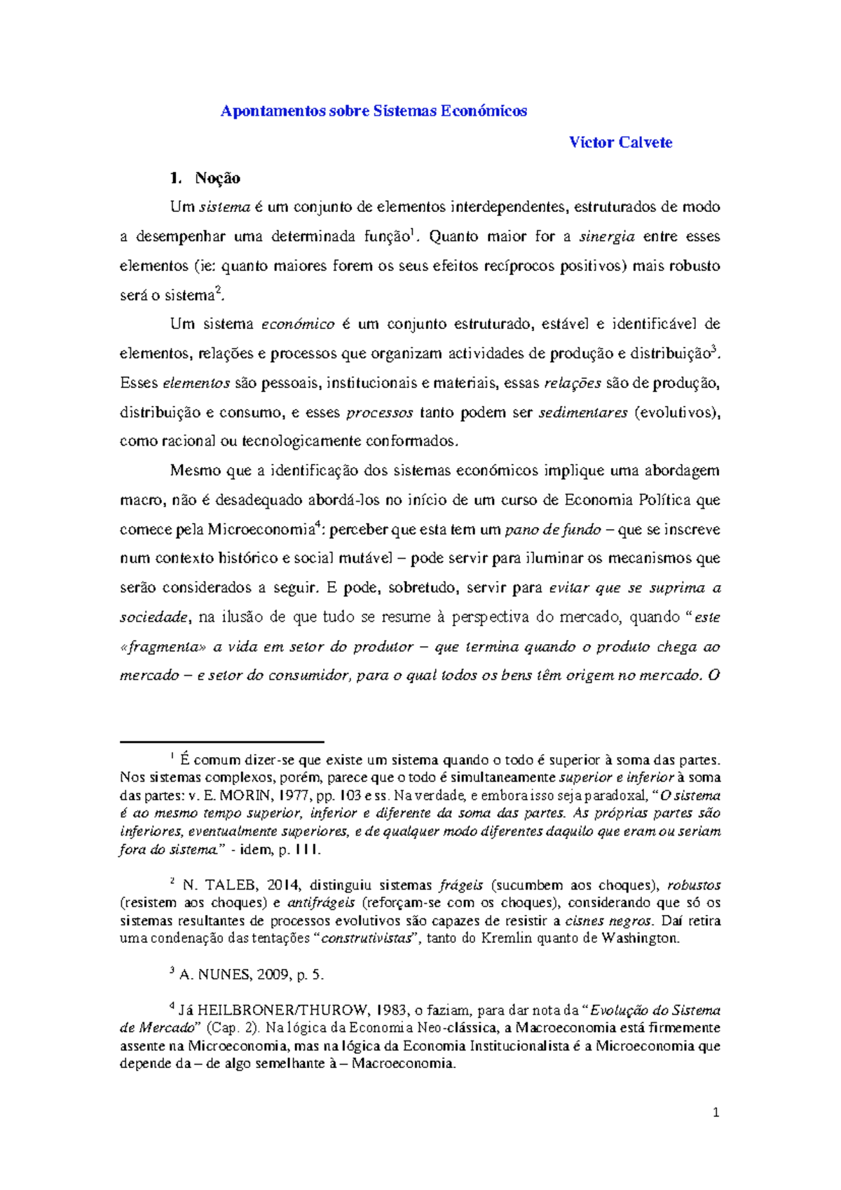 Victor Calvete - Apontamentos sobre Sistemas Económicos - Apontamentos ...