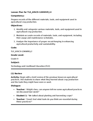 Detailed Lesson Plan Measuring DRY AND Liquid Ingredients - Detailed ...