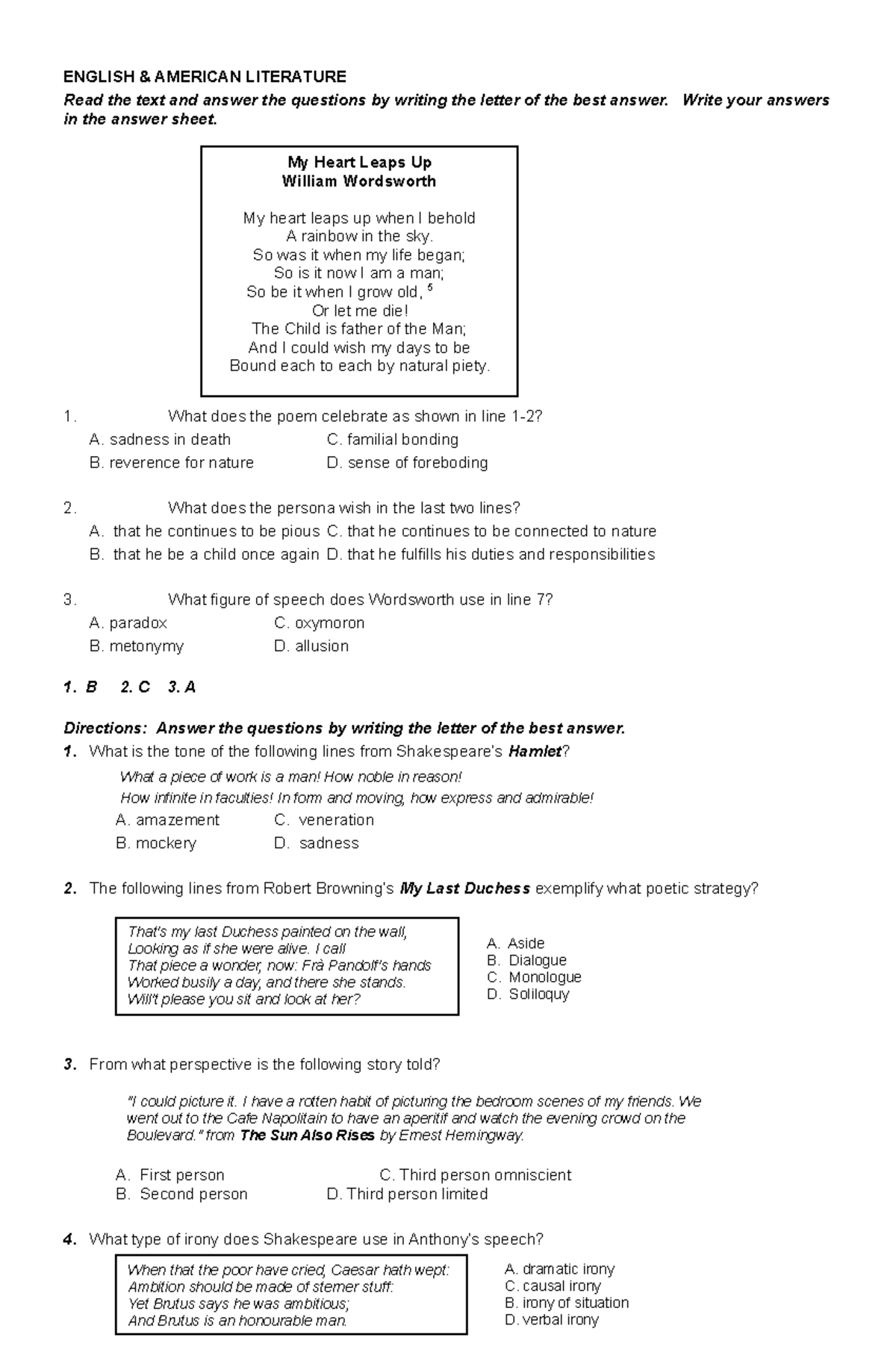 English-II - lecture notes - ENGLISH & AMERICAN LITERATURE Read the ...