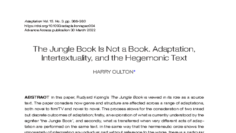 The Jungle Book Adaptations: Intertextuality & Hegemony Analysis (ENG ...