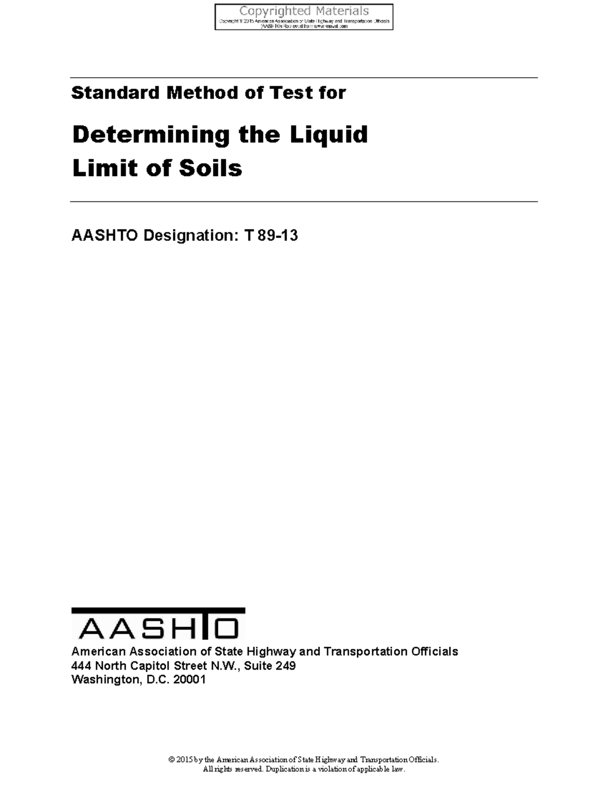 Aashto T89 Standard Method For Determining Soil Liquid Limit Studocu