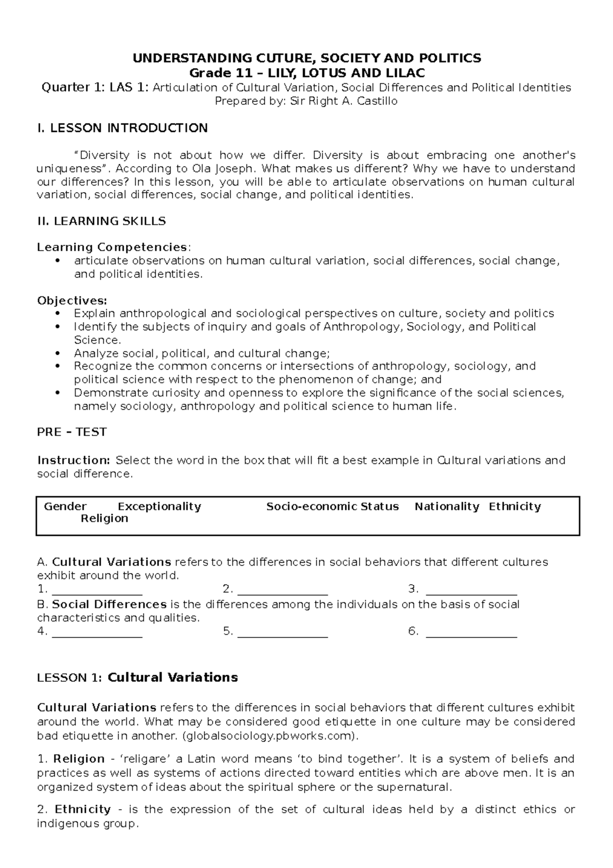 Understanding Culture Society and Politics Week 2 - Research - Studocu