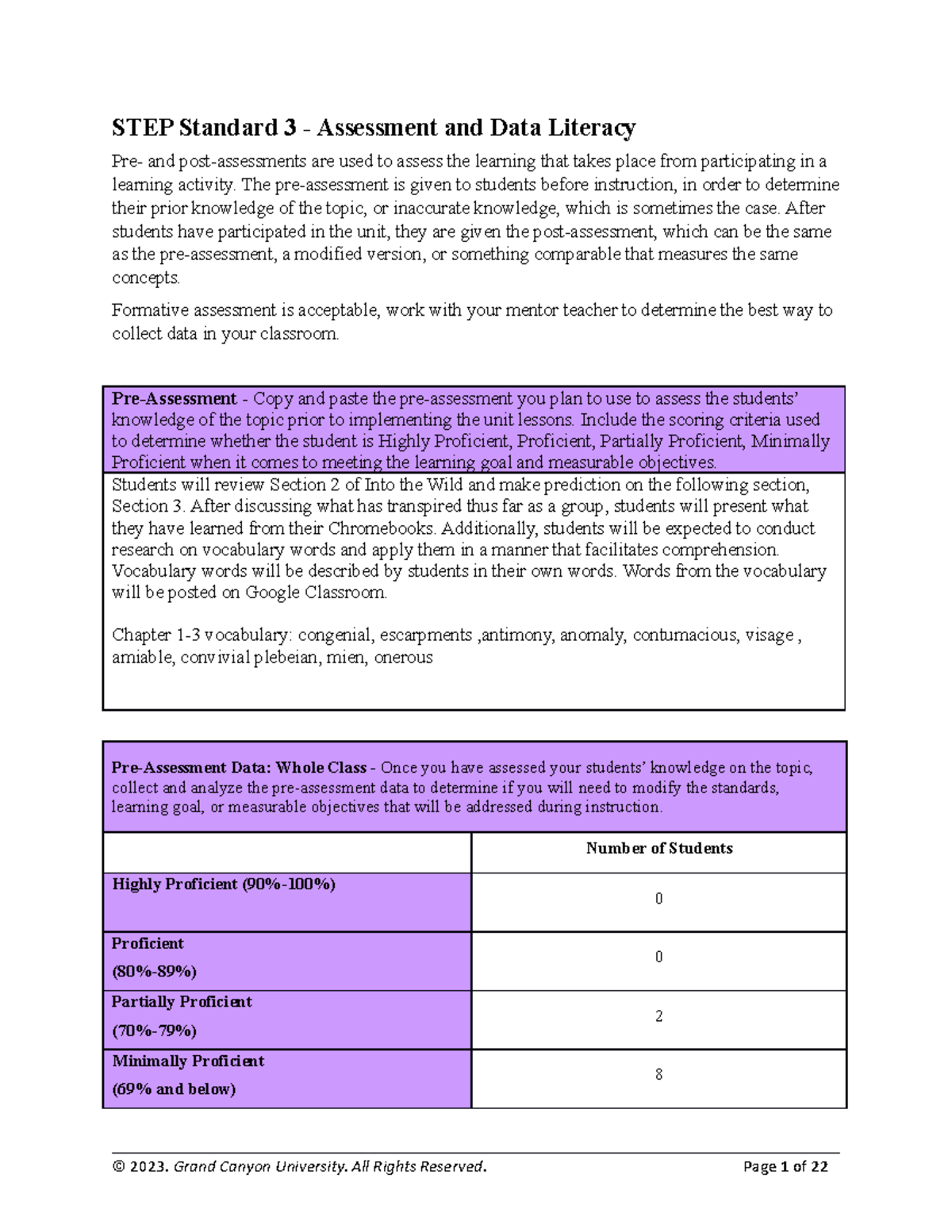 STEP Standard 3-5 Pre/Post Assessments Overview - SPD 590 - Studocu