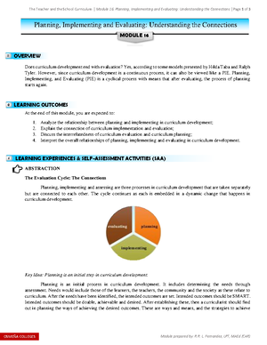 Module 9 - Curriculum Mapping and Curriculum Quality Audit - Curriculum ...