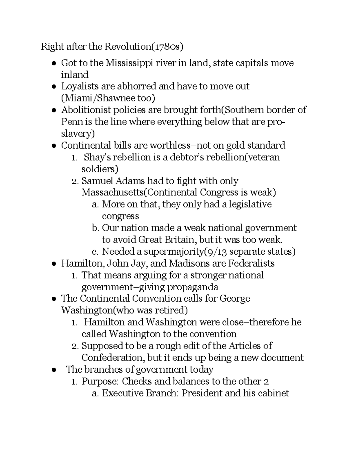 US History: Political Developments and Key Events (1780s-1805) - Studocu