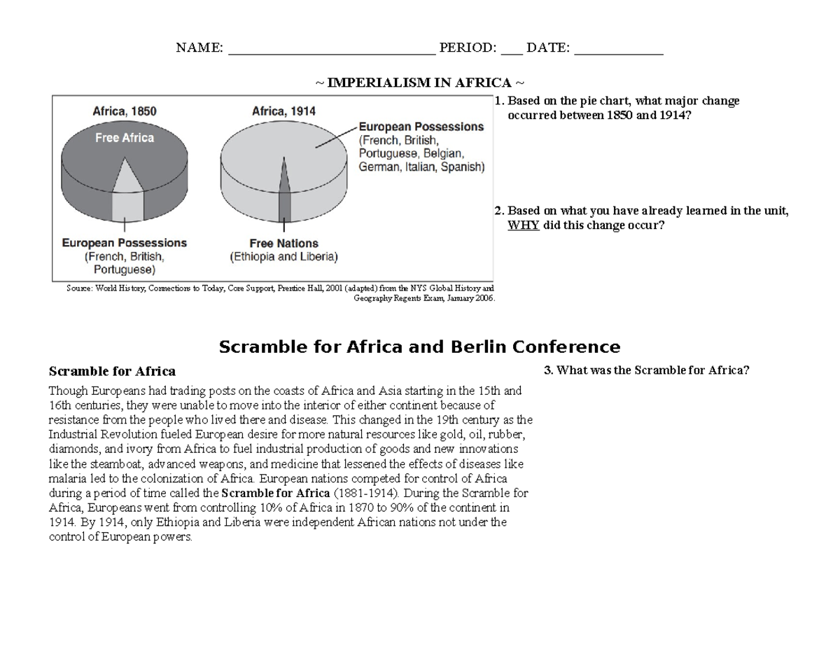Imperialism in Africa 6 2 - NAME: ____________________________ PERIOD ...