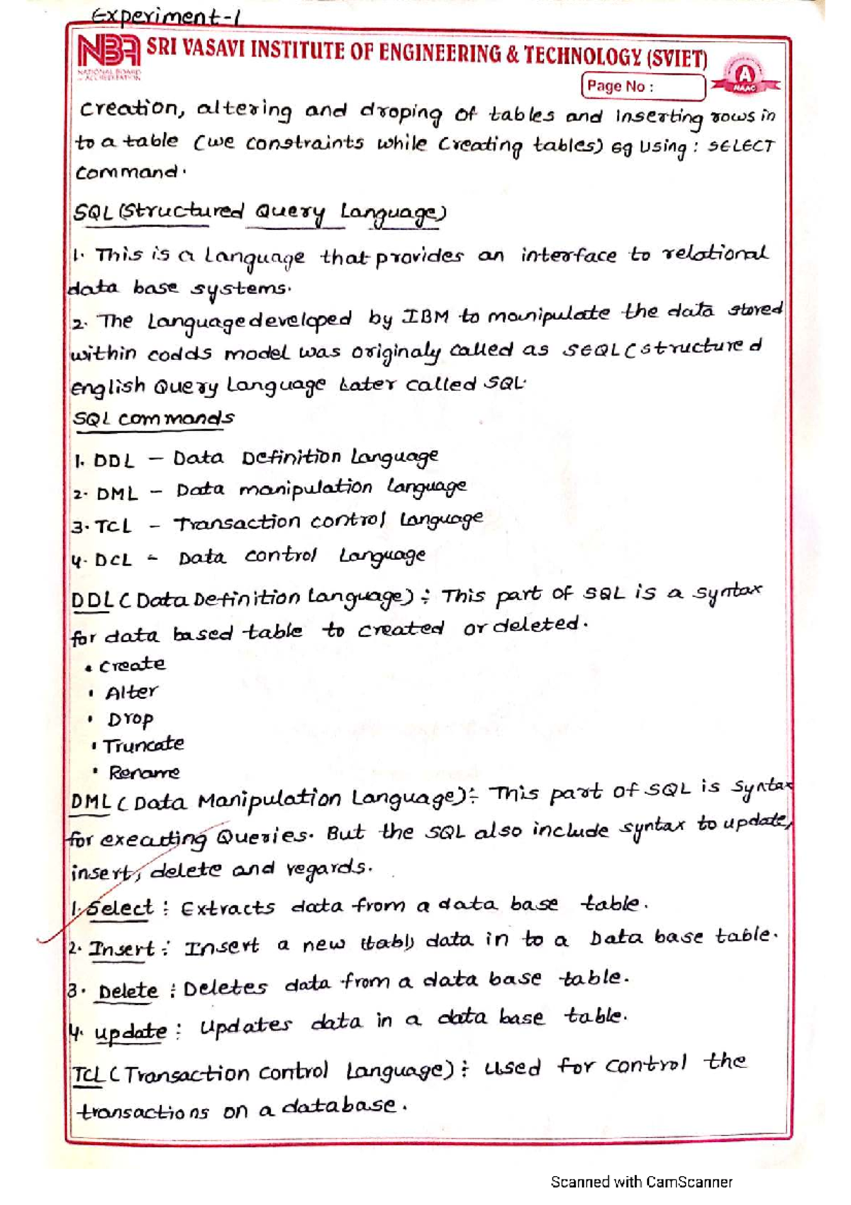 MNB DBMS EXP 1 - Database Management System Experiment 5 - Studocu