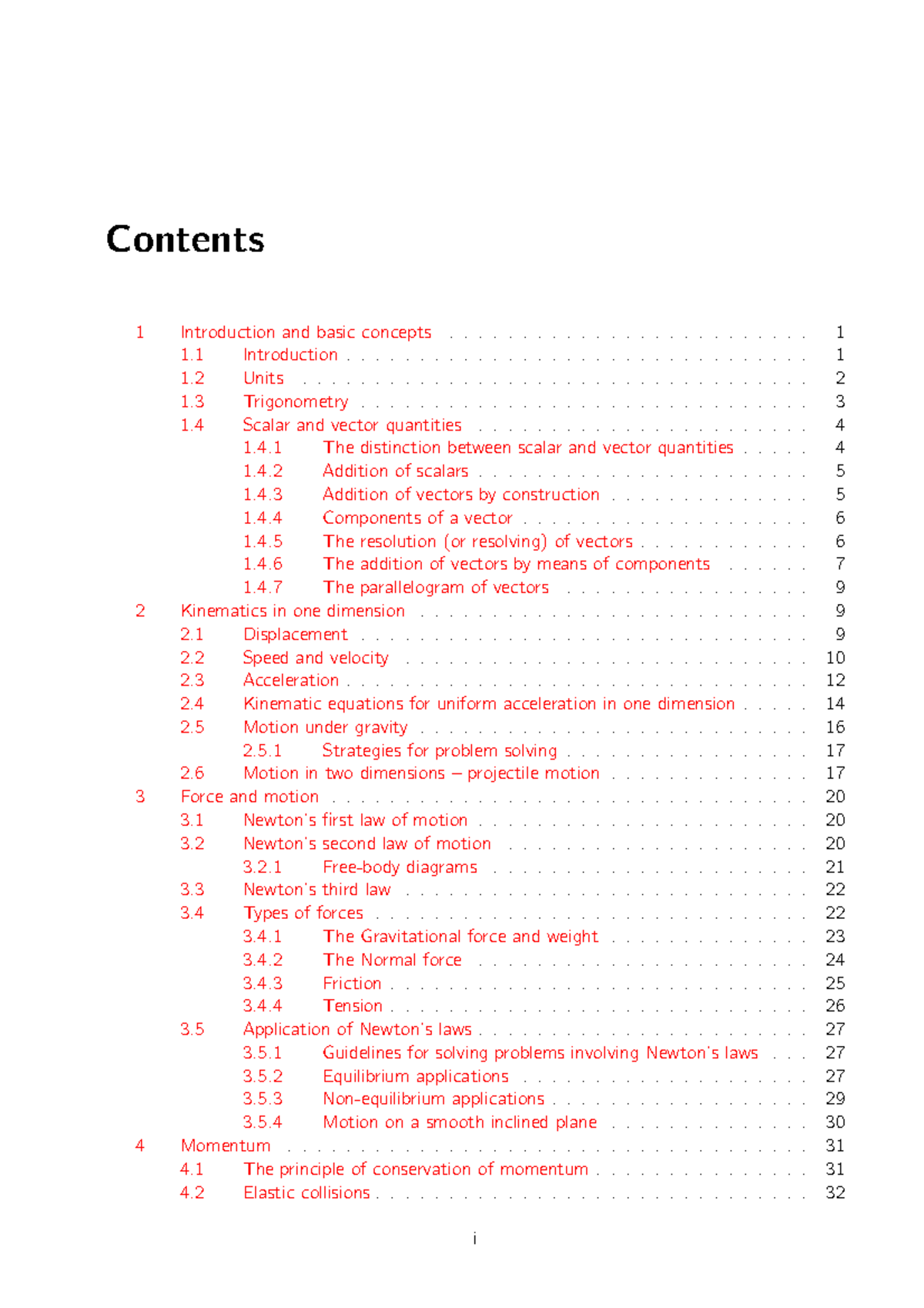 Mechanics Notes - Contents 1 Introduction and basic concepts 1 ...