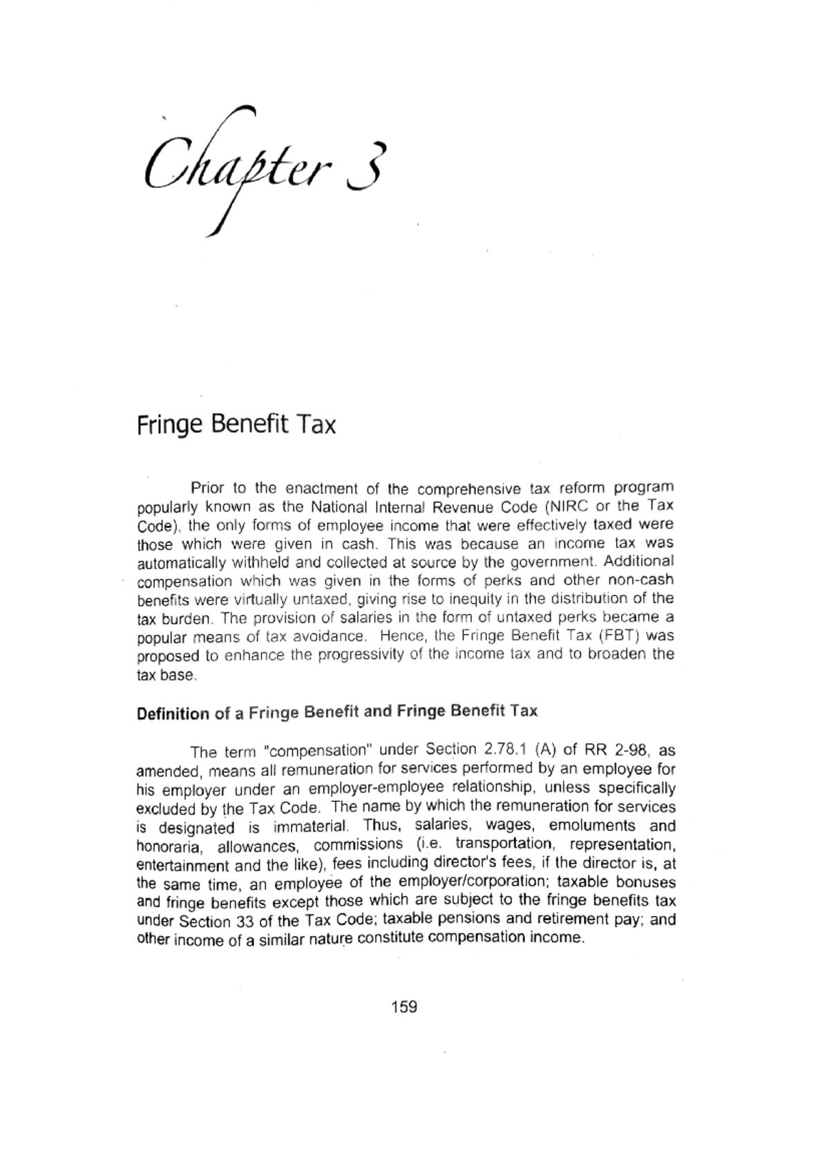 Chapter 3: Understanding Fringe Benefit Tax (FBT) and Its Implications - Studocu