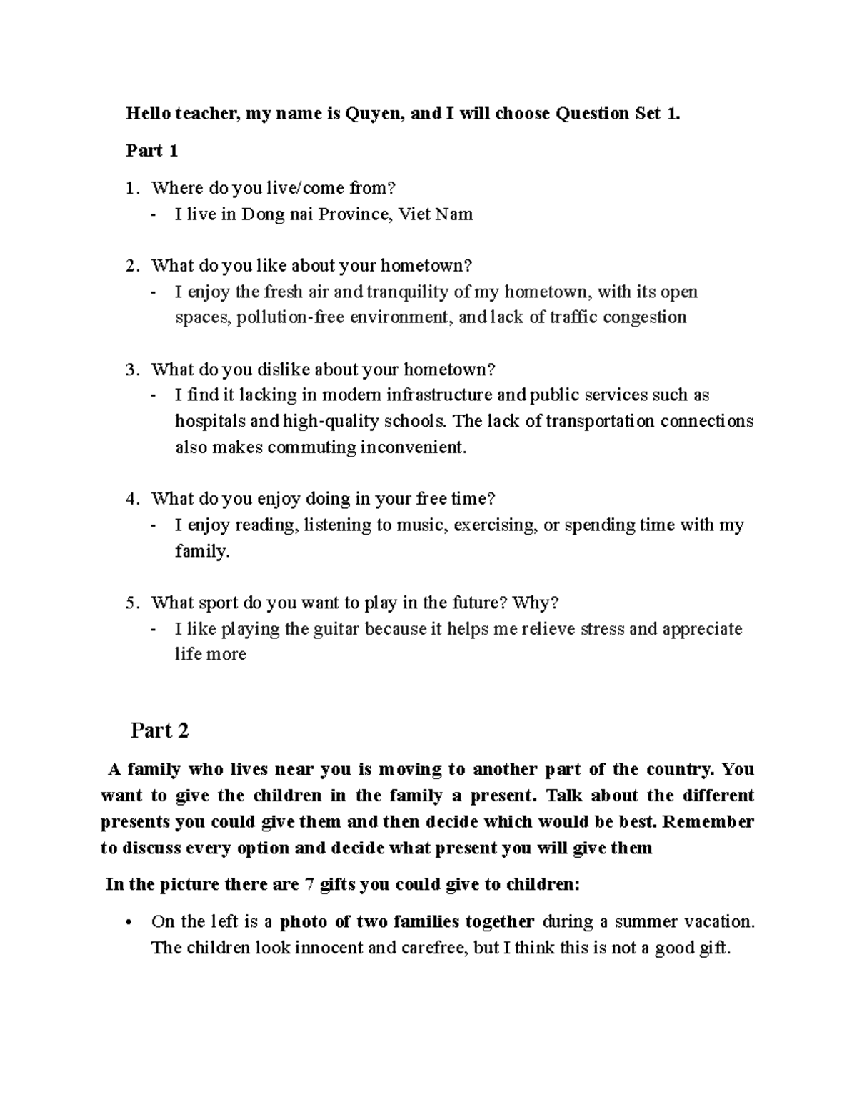 Bộ câu hỏi 1 AV KC 3 - Practice Materials for Speaking Skills - Studocu