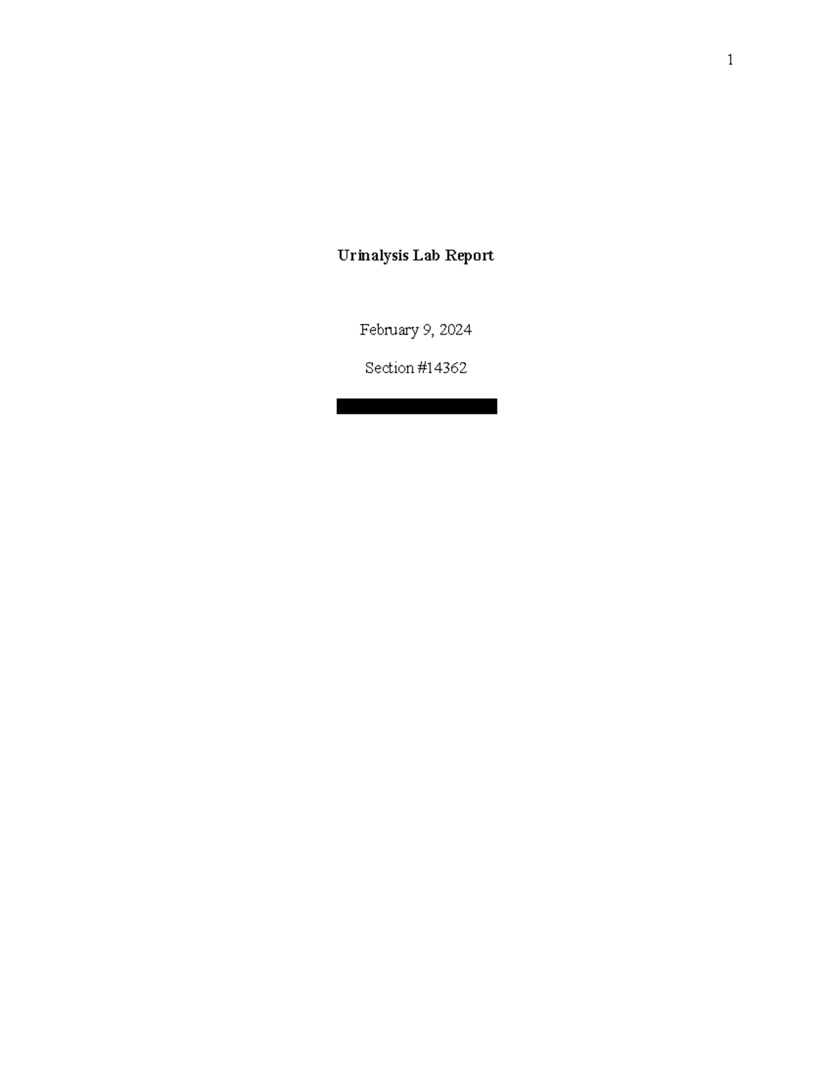 Urinalysis Lab Report (BIO 101) - February 2024 Final Copy - Studocu