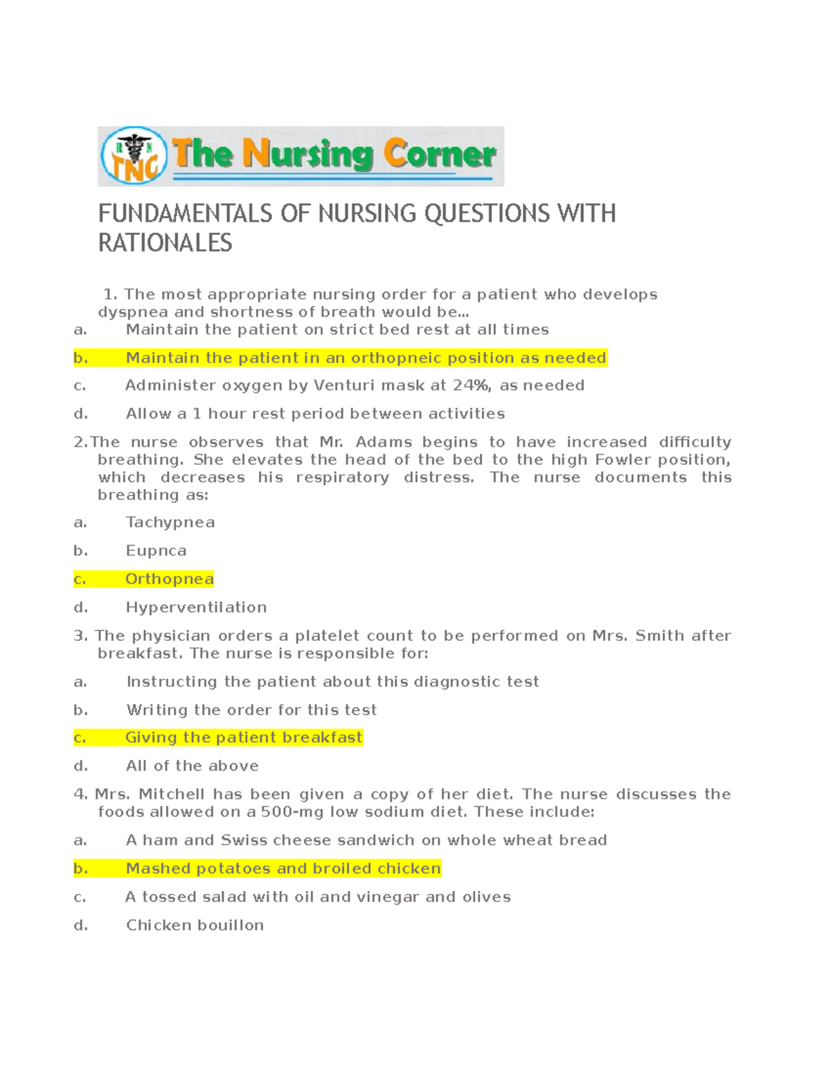 PNLE - Nursing Practice Exam Questions with Rationale - Studocu