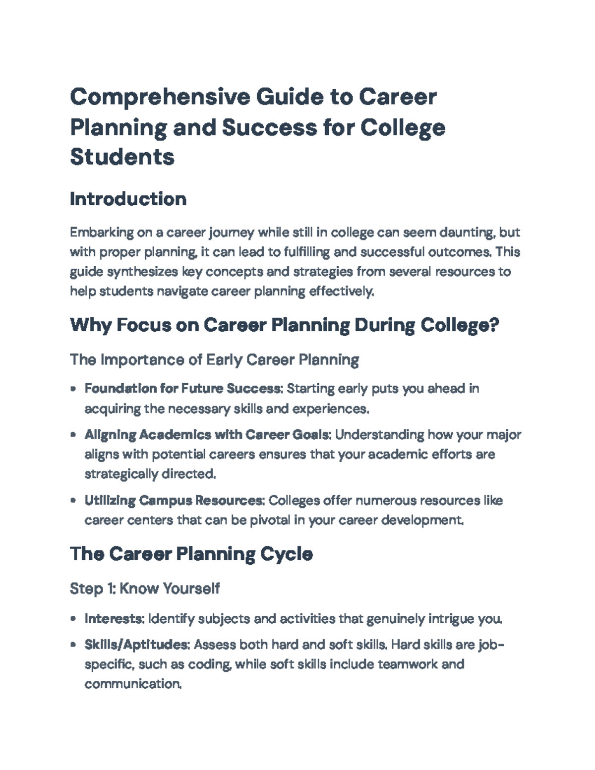 Career Planning and Success Guide for College Students - Comprehensive ...