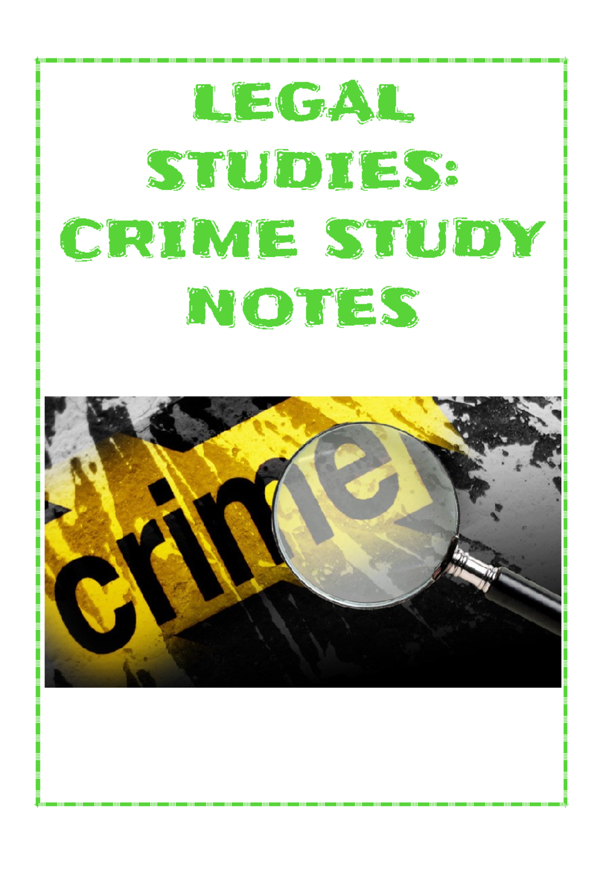 Crime Study Notes (Legal Framework & Cases) - CRIM 101 - Studocu