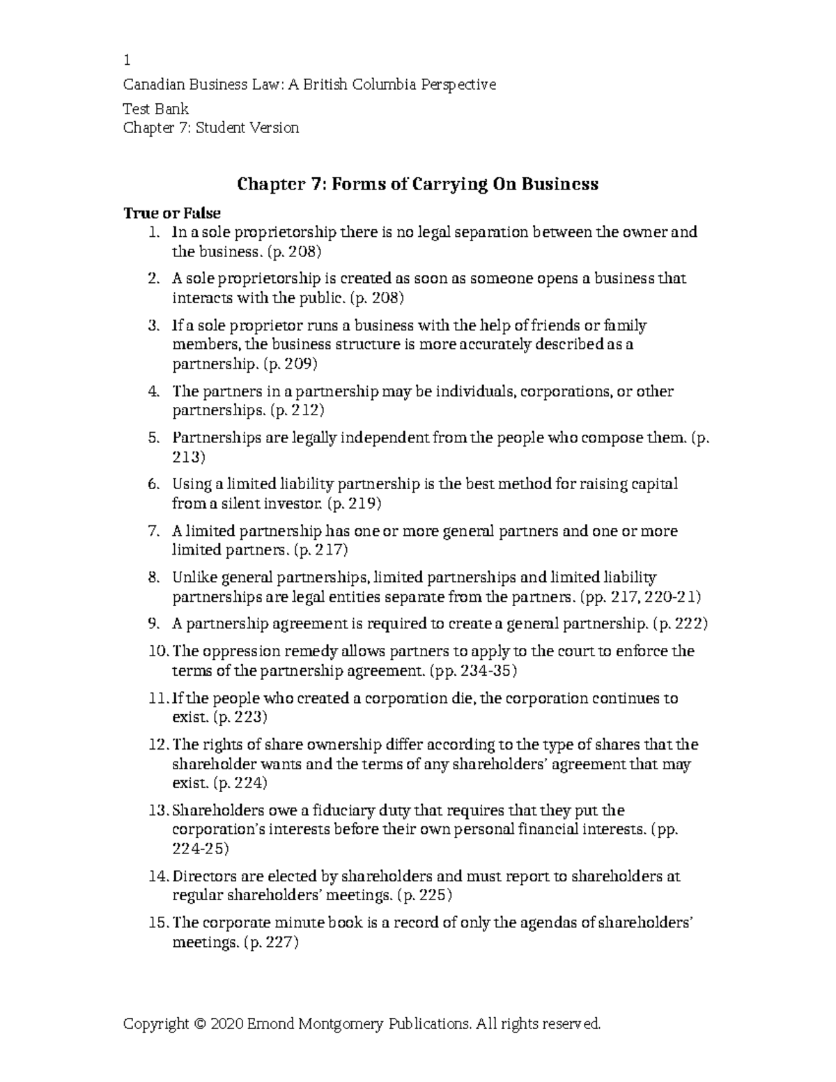 Chapter 7: Business Structures and Partnership Insights - Studocu