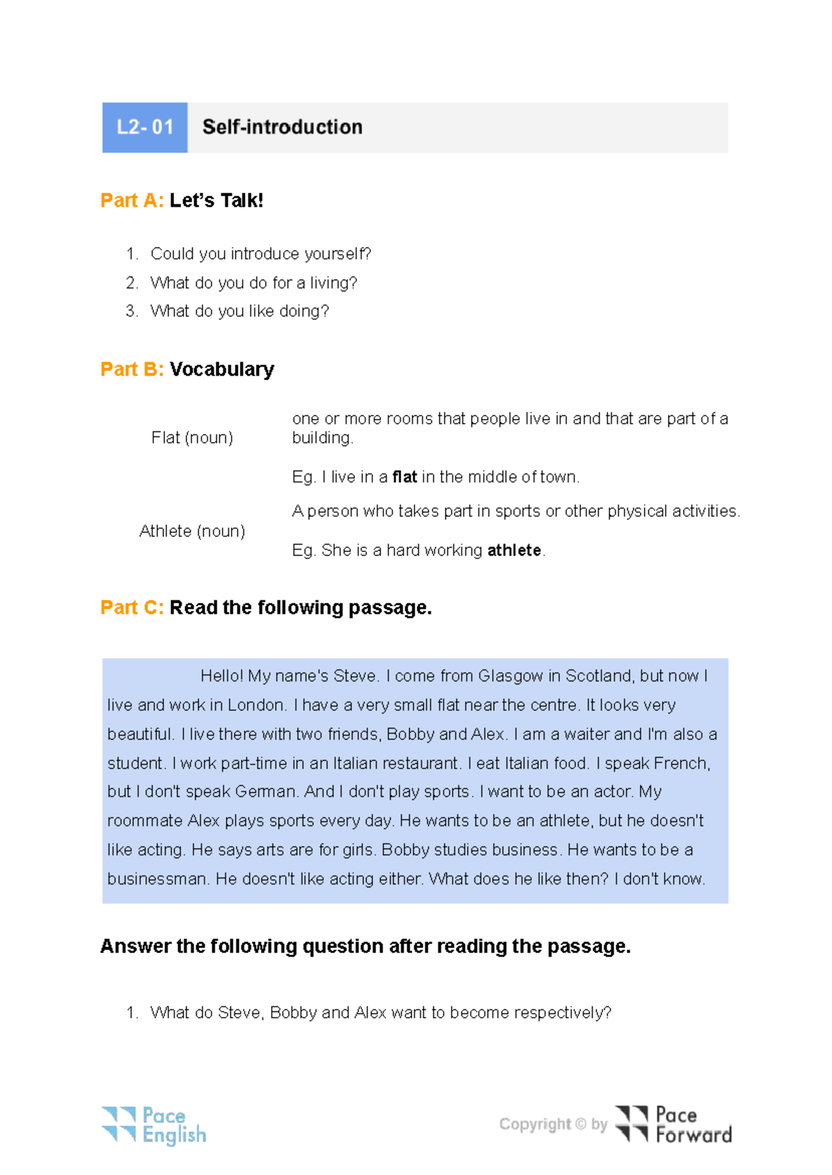 L2 01 - Introduction to vocabulary and present simple tense exercises ...