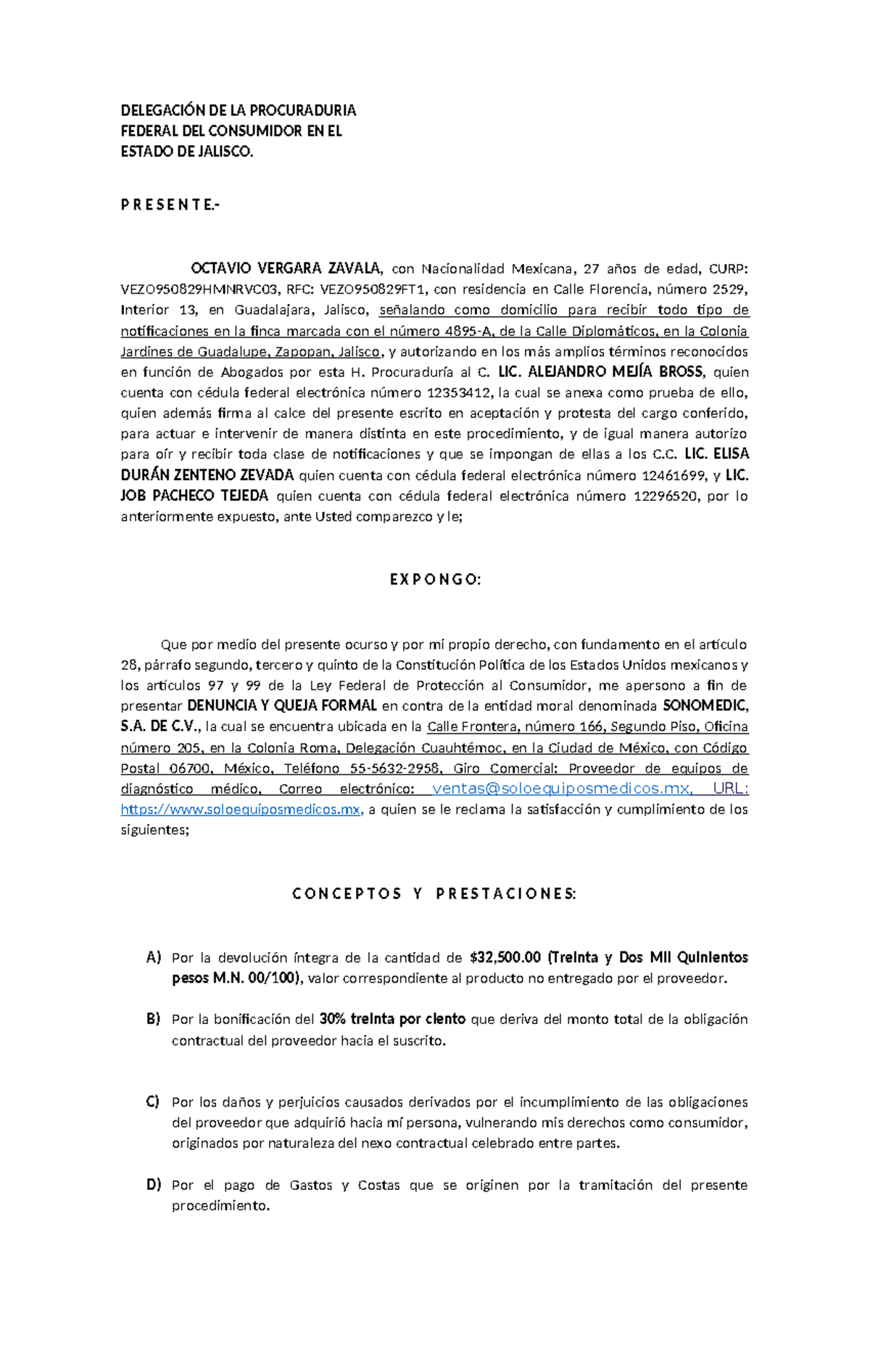 Queja Profeco - DELEGACIÓN DE LA PROCURADURIA FEDERAL DEL CONSUMIDOR EN ...