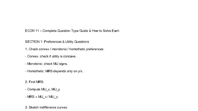 ECON 11 Study Guide: Complete Question Type Overview - Studocu