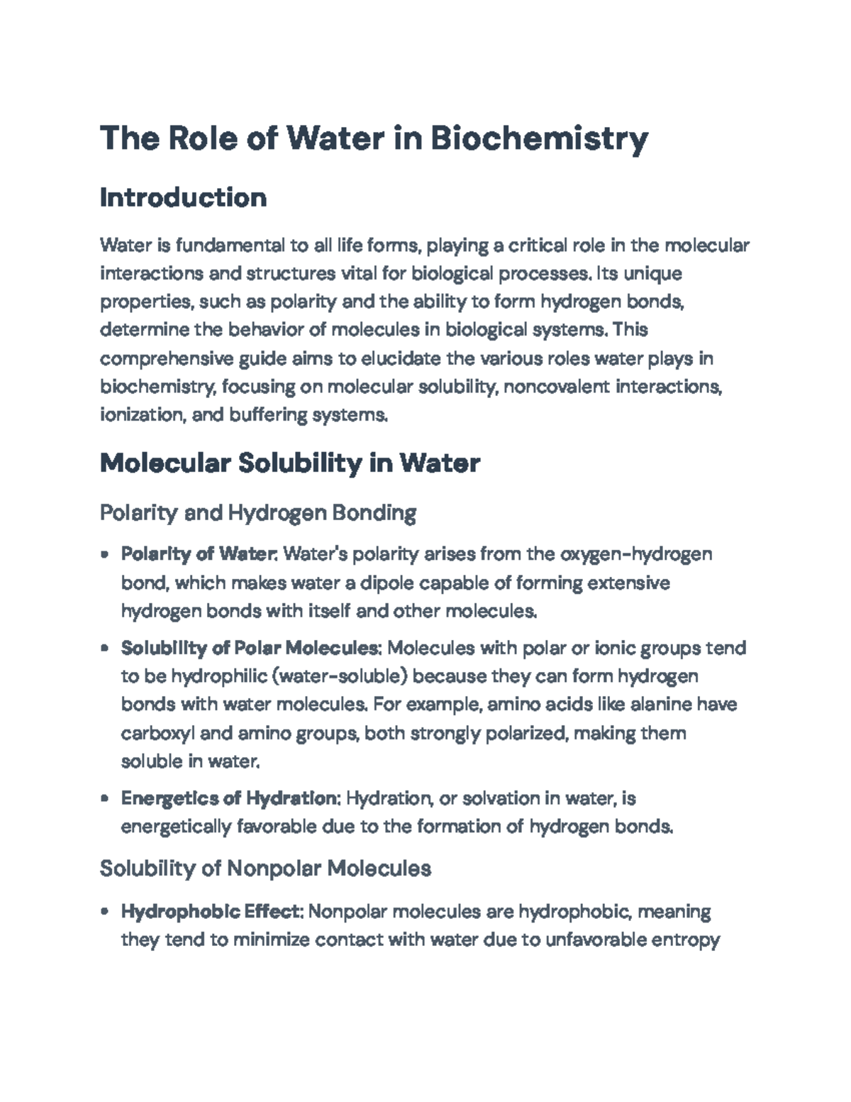 Biochemistry Insights: The Critical Role of Water in Biological ...