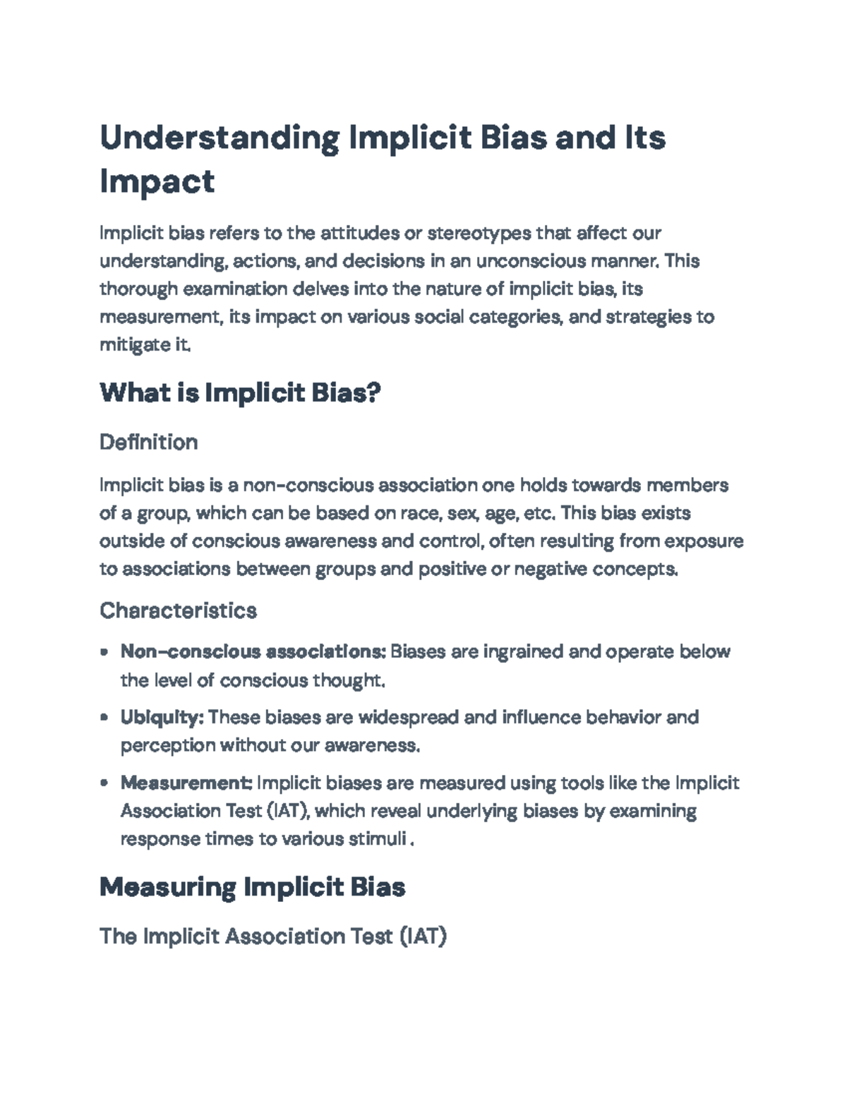 Understanding Implicit Bias: Measurement and Mitigation Strategies ...