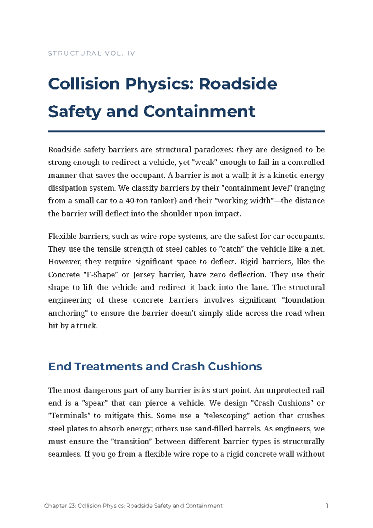 Chapter 23: Collision Physics - Roadside Safety Barriers - Studocu